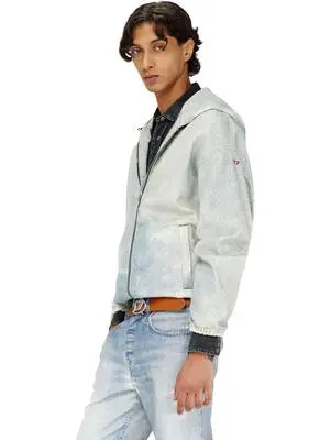 DIESEL® Joggjeans Hooded Jacket With Trompe L'oeil Print - Blue
