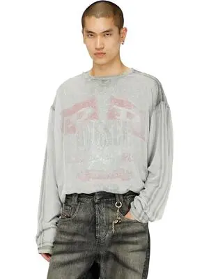 DIESEL® Sheer Chiffon Top With Concert Graphics - Grey
