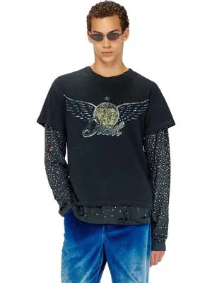 DIESEL® Cotton-hemp T-shirt With Concert Graphics - Black