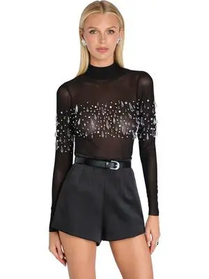 Retrofete Maurelle Embellished High Neck Top - Black