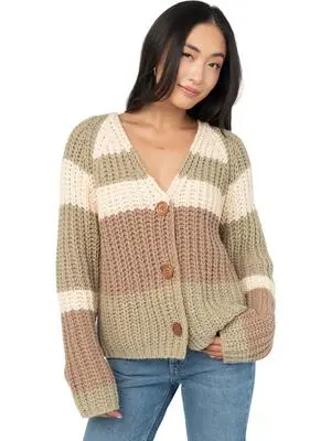 IN FEBRUARY Ophelia Chunky Striped Cardigan - Sage Multi
