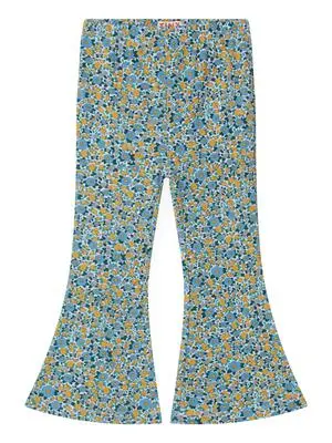 TINY COTTONS Tiny Cottons Floral Print Ribbed Flare Trousers
