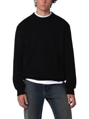 GOLDEN GOOSE Cotton Crewneck Sweater With Back Lettering - Black