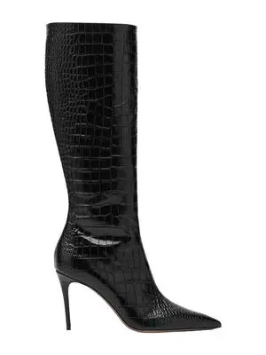 Paris Texas Vera 85 Crocodile-effect Leather Boots - Black