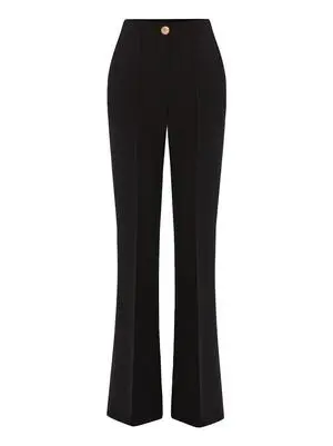 EXQUISE Alvia High-waisted Flared Pants With Gold Button Detail - Black