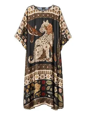 WENZI Hand-painted Double-sided Mulberry Silk Kaftan - Purple