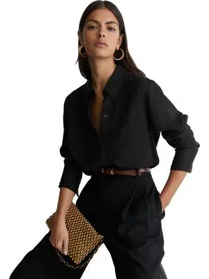 REISS Elora Textured Shirt - Black