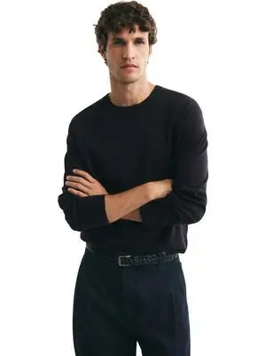 H&M Regular Fit Fine Knit Sweater - Navy Blue