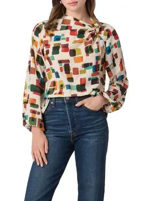 Shoshanna Brushstroke Print Paxton Top - Multi