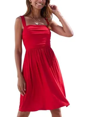 LASCANA Sleeveless Fit And Flare Dress With Built-in Bra - Red