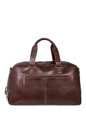 JACK GEORGES Full-grain Buffalo Leather Weekender Duffle Bag - Brown