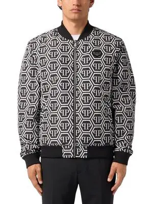 Philipp Plein Monogram Nylon Bomber Jacket - Black