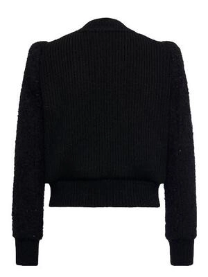 MAISON COMMON Tweed Bomber Jacket With Knitted Back - Black