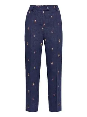MAISON COMMON Signature Straight Leg Cropped Trousers - Jeansblue