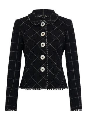 MAISON COMMON Bouclé Jacket With Contrasting Trims - Black