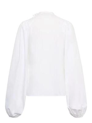MAISON COMMON Cotton Poplin Blouse With Flower Pin Detail - White