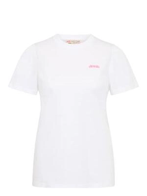 MAISON COMMON Cotton T-shirt With Logo Embroidery - White/pink