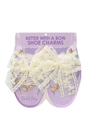 PACKED PARTY Lace Bow And Gold Charm Shoe Charms Set - Multicolor