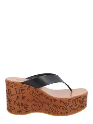 Chloé Maxime Wedge Thong Sandals - Black