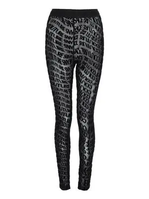 Versace Pantalone Leggings Con Stampa Logo - Black