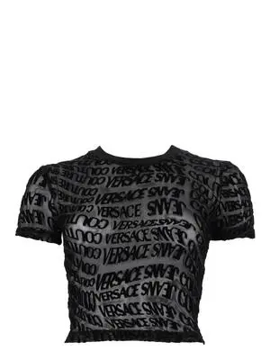 VERSACE Versace Jeans Couture Cropped Logo Print T-Shirt
