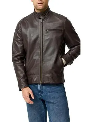 Rodd & Gunn Canvastown Leather Café Racer Jacket - Espresso