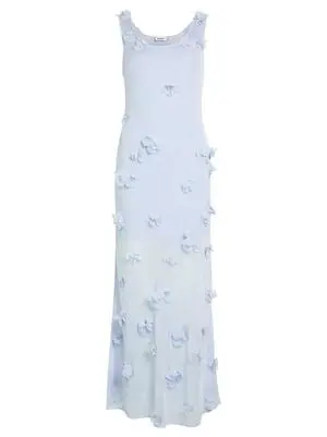 Simkhai Floral Appliqué Knit Midi Dress - Light Blue