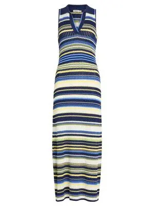 Simkhai Kerrin Chevron Knit Midi Dress - Navy
