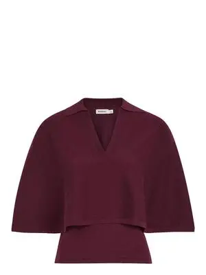 Simkhai Vinna Layered Wool Polo Top - Purple