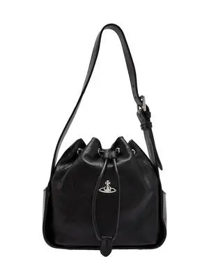 VIVIENNE WESTWOOD Stacey Pebbled Leather Bucket Bag - Black