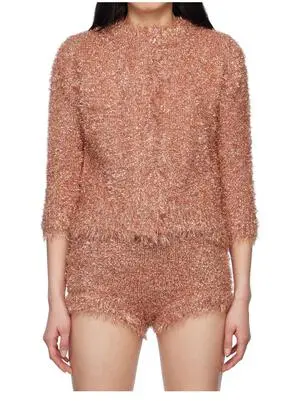 Simone Rocha Tinsel Knit Cardigan - Pink