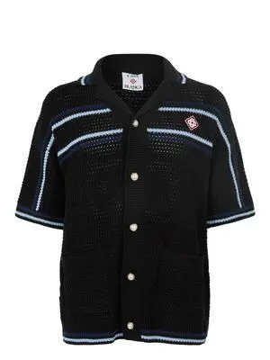 Casablanca Crochet Shirt With Striped Details - Black