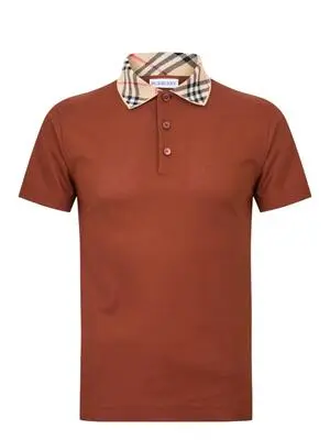 Burberry Men's Check Cotton Cody Polo Shirt Brown