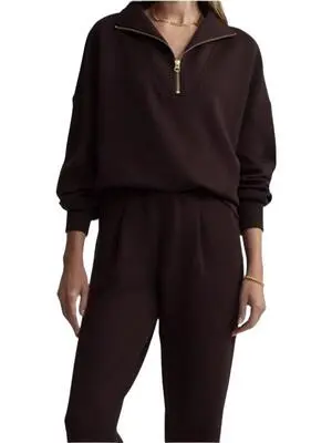 Varley Varley Hawley Half Zip Sweatshirt Coffee Bean