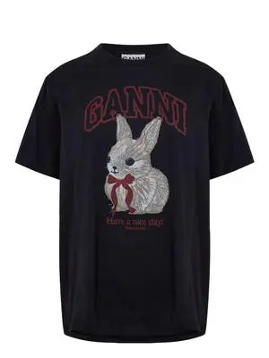 GANNI Logo Crew Neck T-shirt - Black