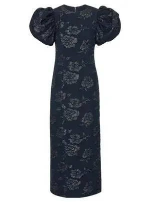 ROTATE BY BIRGER CHRISTENSEN ROTATE Puff Sleeve Floral Jacquard Dress Black
