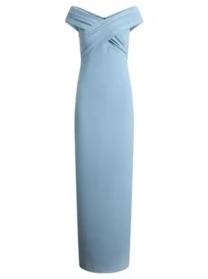 Ralph Lauren Pleated V-neck Gown - Blue