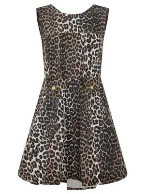 GANNI Sleeveless Leopard Print Dress - Black