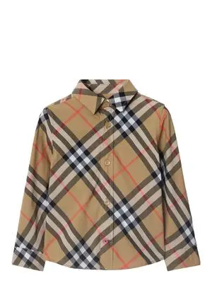 Burberry Plaid Long Sleeve Shirt - Nude
