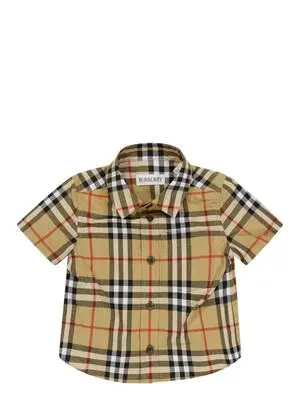 Burberry Plaid Short Sleeve Shirt - Nude