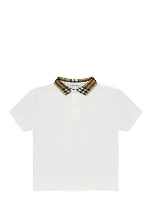 Burberry Plaid Collar Polo Shirt - White