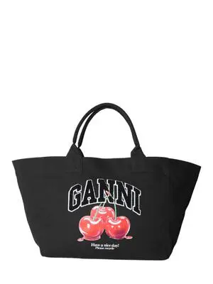 GANNI Extra Large Logo Tote Bag - Black