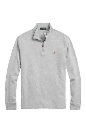 Polo Ralph Lauren Quarter Zip Sweater With Embroidered Logo - Gray