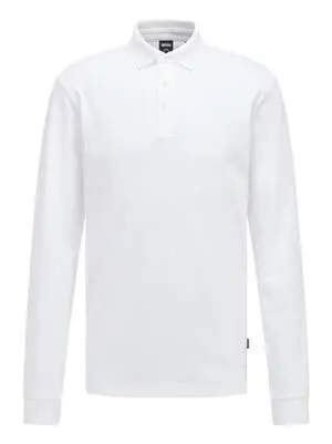Hugo Boss Logo Long-sleeved Polo Shirt - White