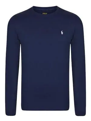 Polo Ralph Lauren Navy Long-sleeved Round-collar T-shirt - Blue