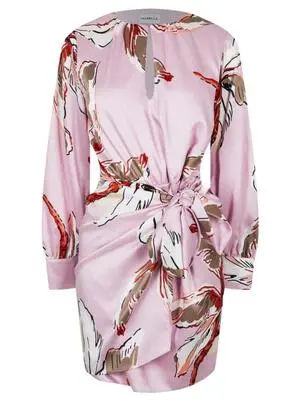 Marella Floral Tie-waist Mini Dress - Pink