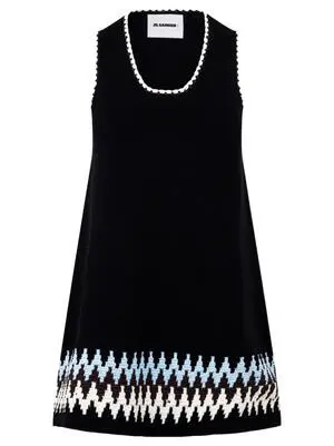 JIL SANDER Intarsia Knit Mini Dress - Black