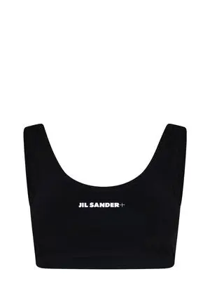 JIL SANDER Logo Print Bikini Top - Black