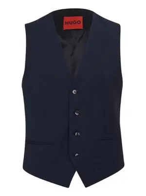 Hugo Boss Slim-fit Wool Blend Formal Waistcoat - Black