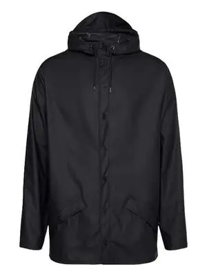 Rains Long-sleeved Hooded Raincoat - Black